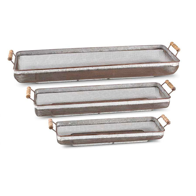 Long Metal Mesh Nesting Trays w/Wooden Handles – Roost Gift & Home Collection