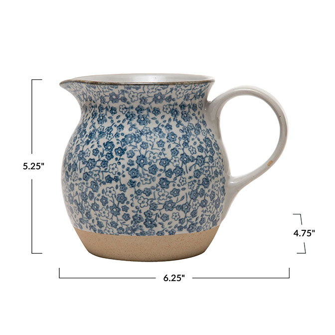Hand-Painted Stoneware Pitcher with Floral Print – Roost Gift & Home ...