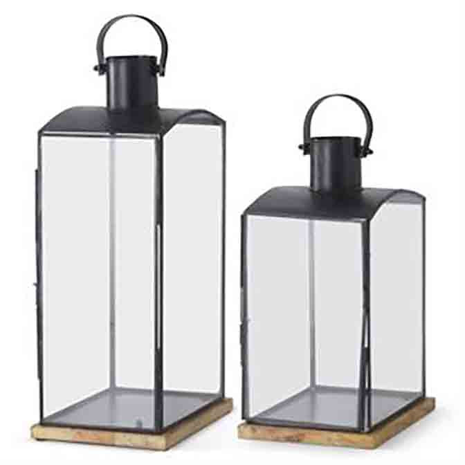 Black Metal Wood & Glass Modern Lanters – Roost Gift & Home Collection